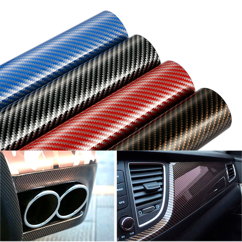 2D High Glossy Carbon Fiber Vinyl Wrap Film 10/30*100cm Automobiles Car ...